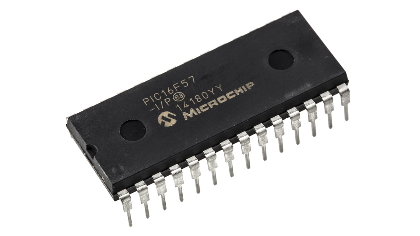 Microchip PIC16F57-I/P, 8bit PIC Microcontroller, PIC16F, 20MHz, 2048 x 12 words Flash, 28-Pin ...