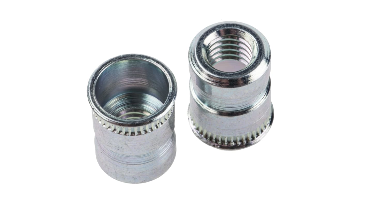 POP Clear Passivated, Galvanised, M6 Steel Threaded Insert, 10.16mm ...