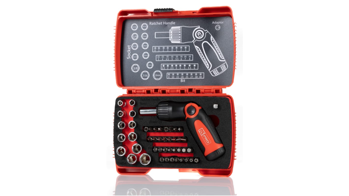 RS PRO 46-Piece Imperial, Metric 1/4 in Standard Socket/Bit Set with ...