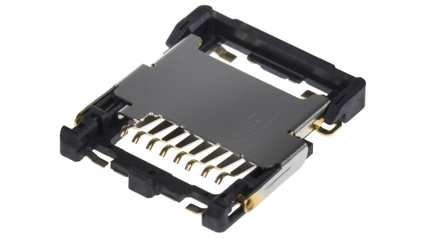 ST1W008S4A | JAE 8 Way Micro SD Memory Card Connector With Solder ...