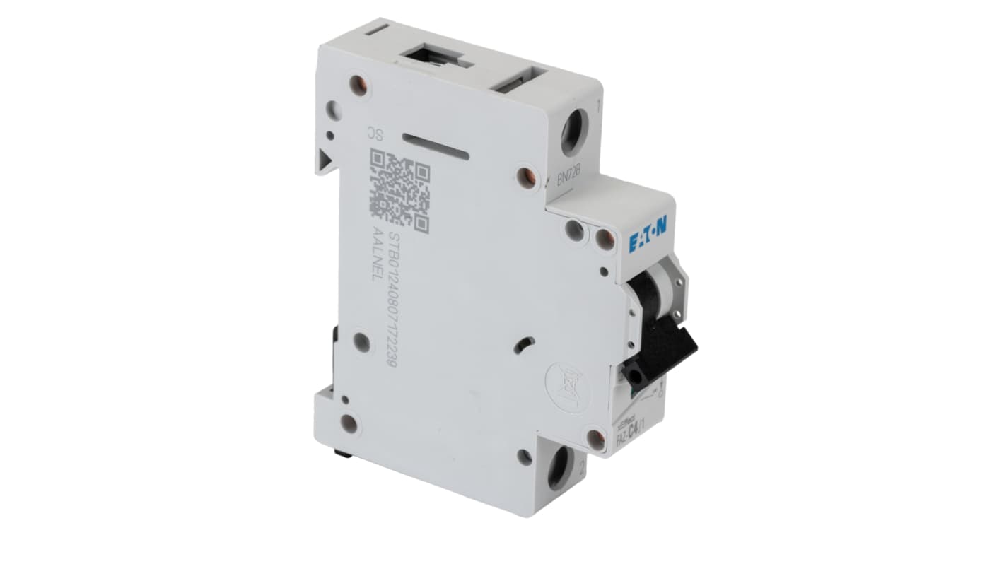 278553 FAZ-C4/1 | Eaton xEffect MCB, 1P, 4A Curve C, 230V AC, 10 kA Breaking Capacity | RS