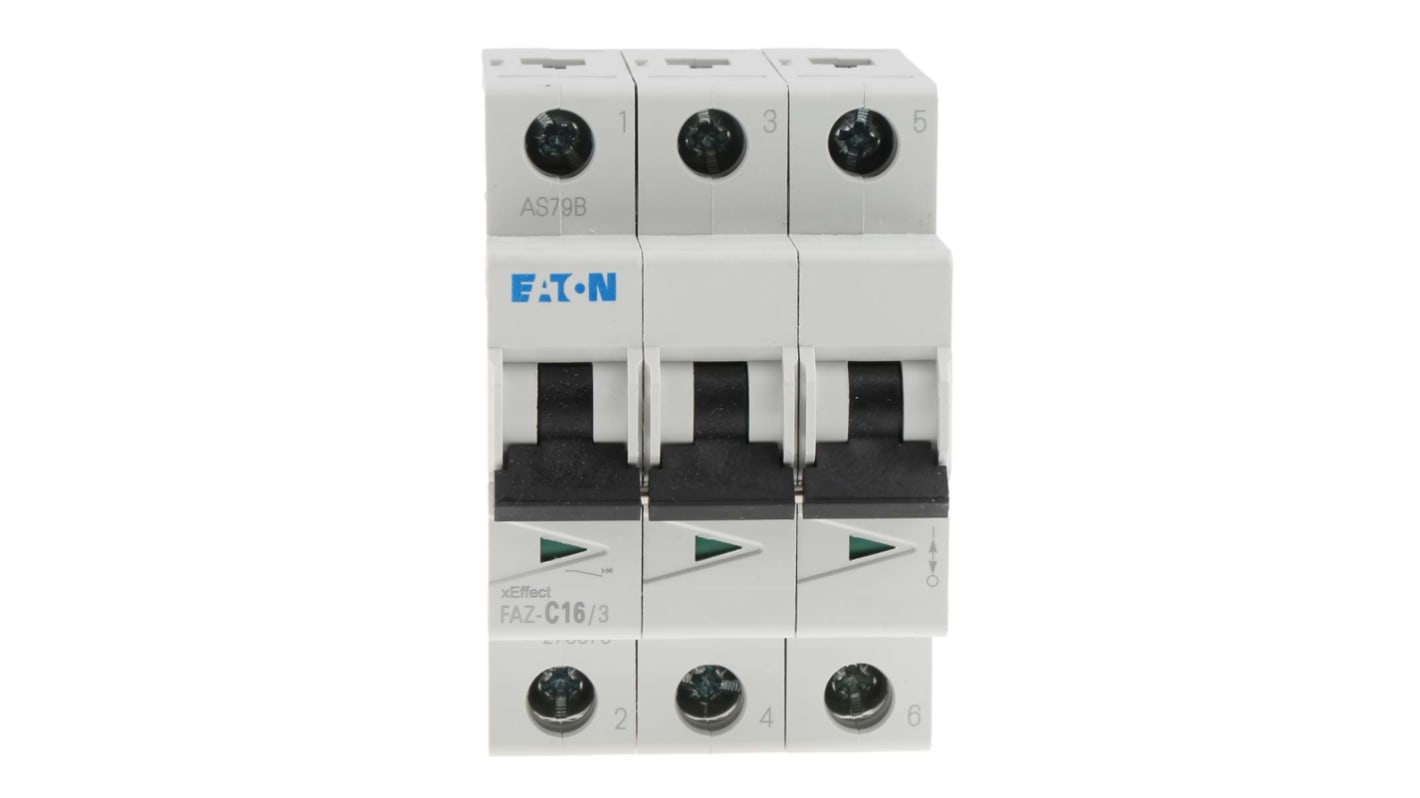 278873 FAZ-C16/3 | Eaton xEffect MCB, 3P, 16A Curve C, 400V AC, 10 kA Breaking Capacity | RS