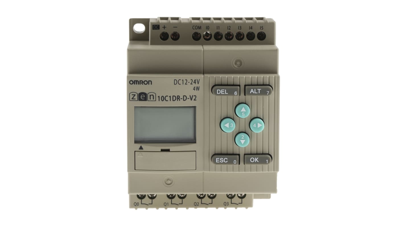 ZEN-10C1DR-D-V2 | Omron ZEN Logic Module, 12 → 24 V dc Relay, 6 x Input, 4 x Output With Display ...