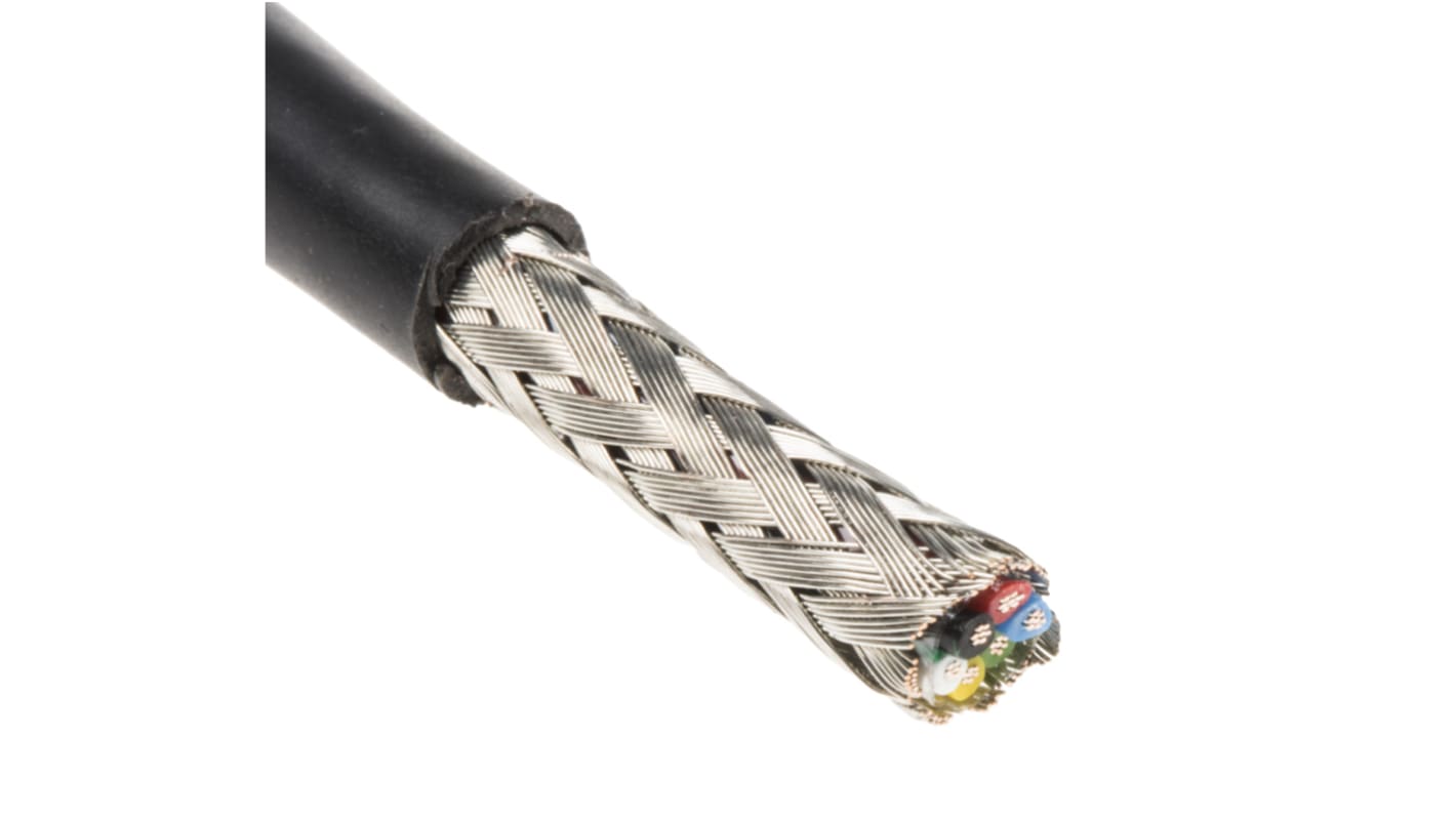 RS PRO Multicore Data Cable, 0.22 mm², 6 Cores, 24 AWG, Screened, 100m ...