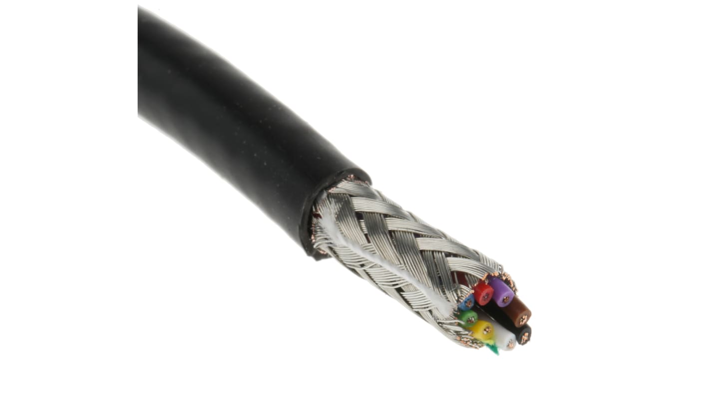RS PRO Multicore Data Cable, 0.22 mm², 8 Cores, 24 AWG, Screened, 25m ...