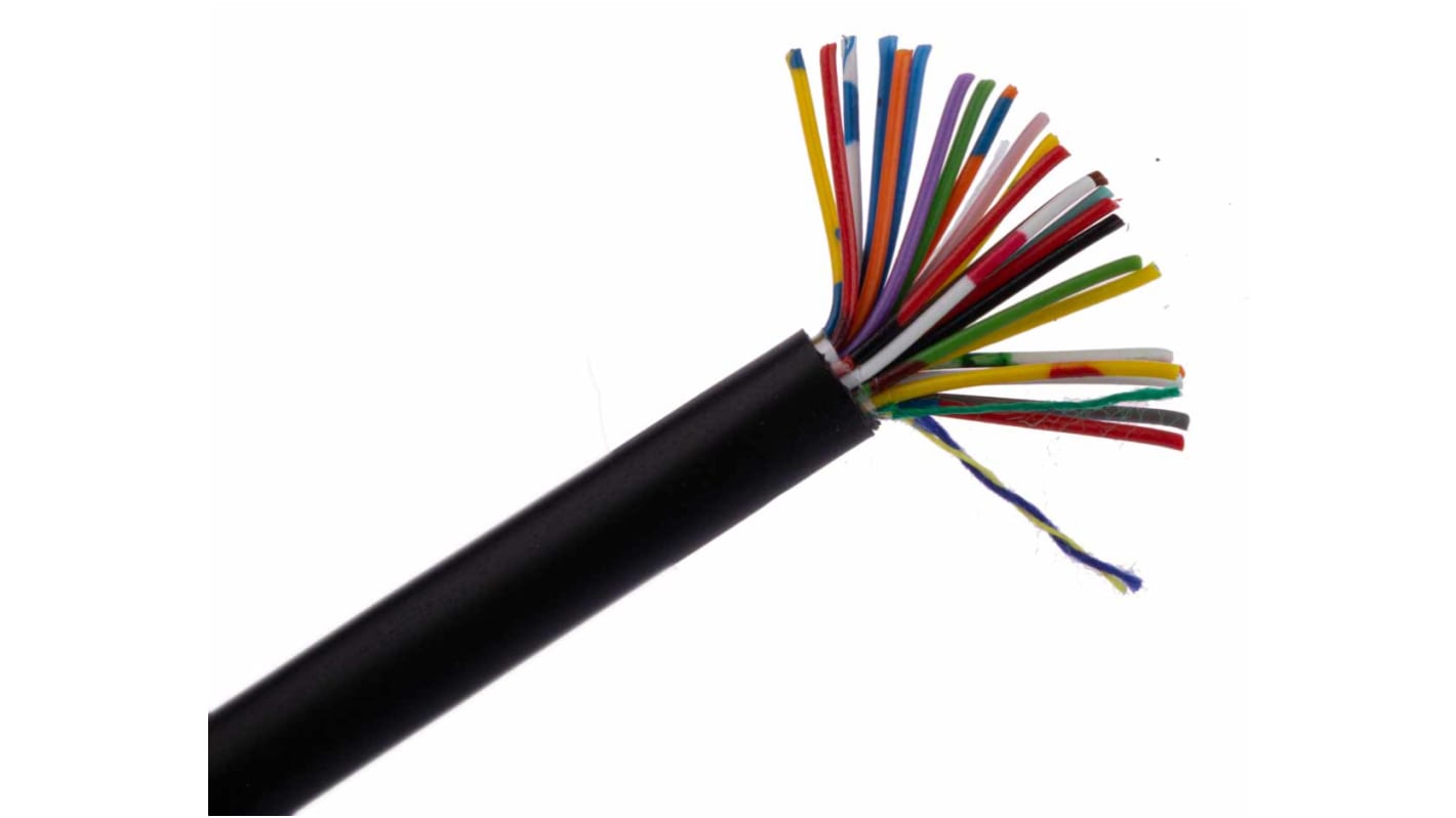 RS PRO Data Cable, 0.055 mm², 25 Cores, 30 AWG, Unscreened, 25m, Black ...