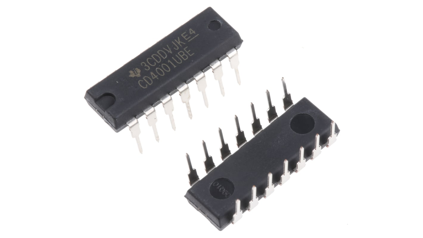 Texas Instruments CD4001UBE, Quad 2-Input NOR Logic Gate, 14-Pin PDIP | RS