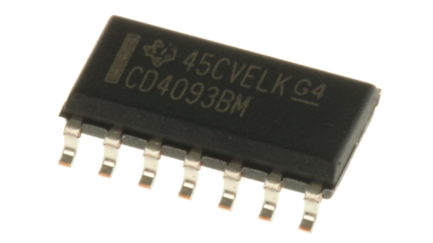 Texas Instruments CD4093BM, Quad 2-Input NANDSchmitt Trigger Logic Gate, 14-Pin SOIC | RS