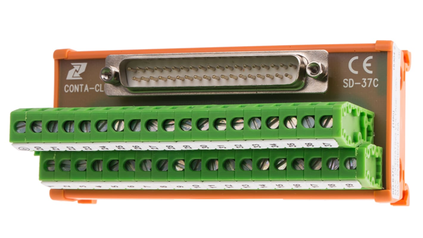 RS PRO 37-Contact Male Interface Module, D-sub Connector, DIN Rail ...