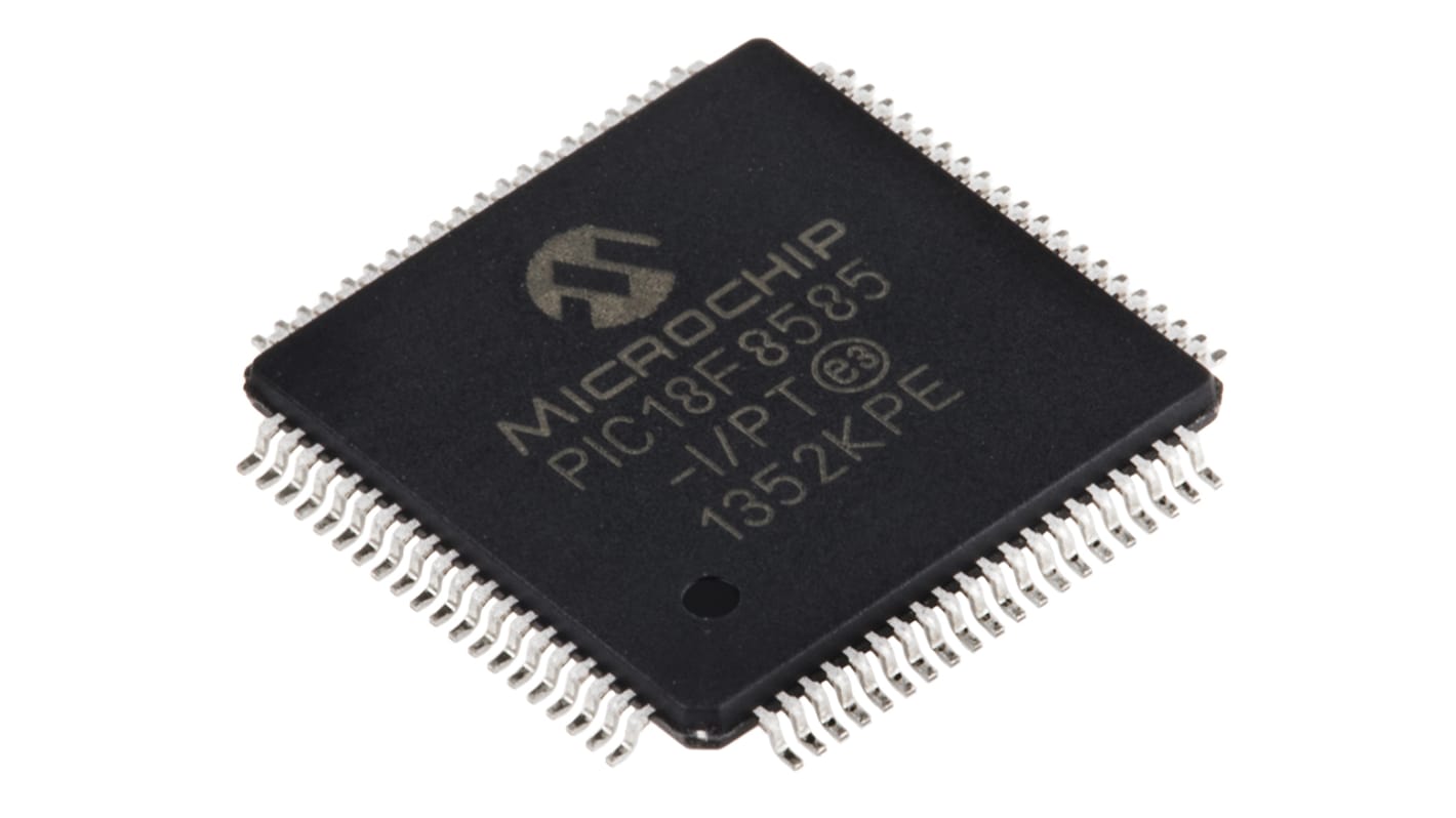 Microchip PIC18F8585-I/PT, 8bit PIC Microcontroller, PIC18F, 40MHz, 1.024 kB, 48 kB Flash, 80 ...