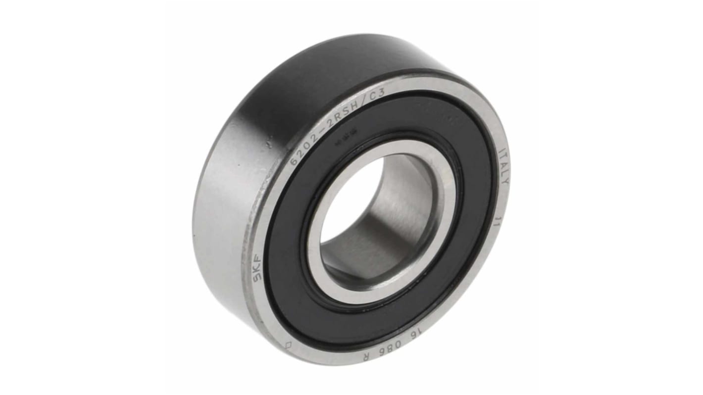 SKF 6202-2RSH/C3 Single Row Deep Groove Ball Bearing- Both Sides Sealed 15mm I.D, 35mm O.D | RS