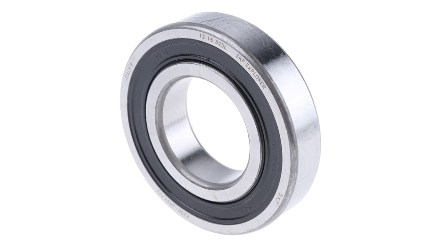 SKF 6208-2RS1/C3 Single Row Deep Groove Ball Bearing- Both Sides Sealed 40mm I.D, 80mm O.D | RS