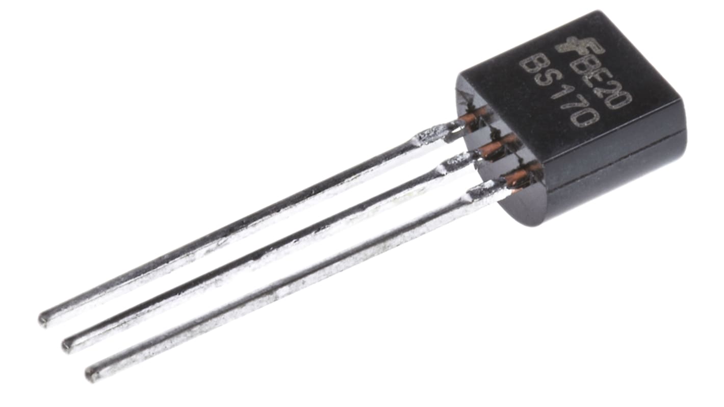 MOSFET onsemi BS170, VDSS 60 V, ID 500 mA, TO-92 de 3 pines, , config ...
