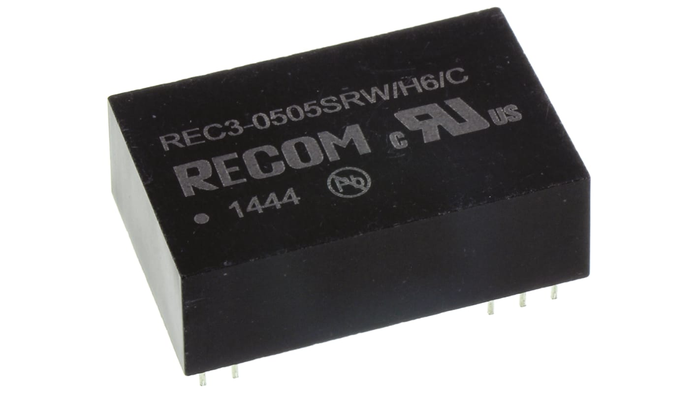 Recom DC-DCコンバータ Vout：5V dc 4.5 → 9 V dc, 3W, REC3-0505SRW/H6/C | RS