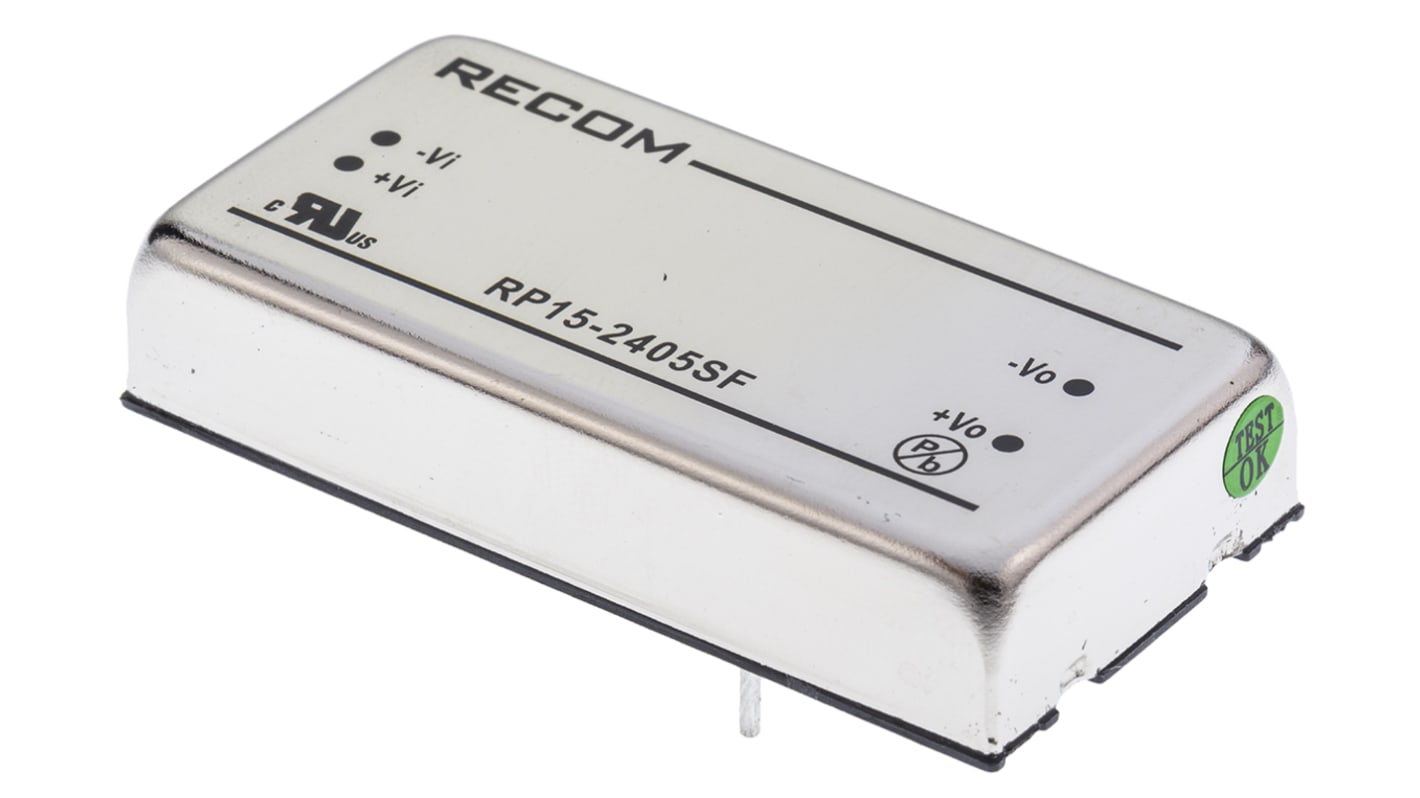 RP15-2405SF | Recom RP15 F DC-DC Converter, 5V dc/ 3A Output, 18 → 36 V ...