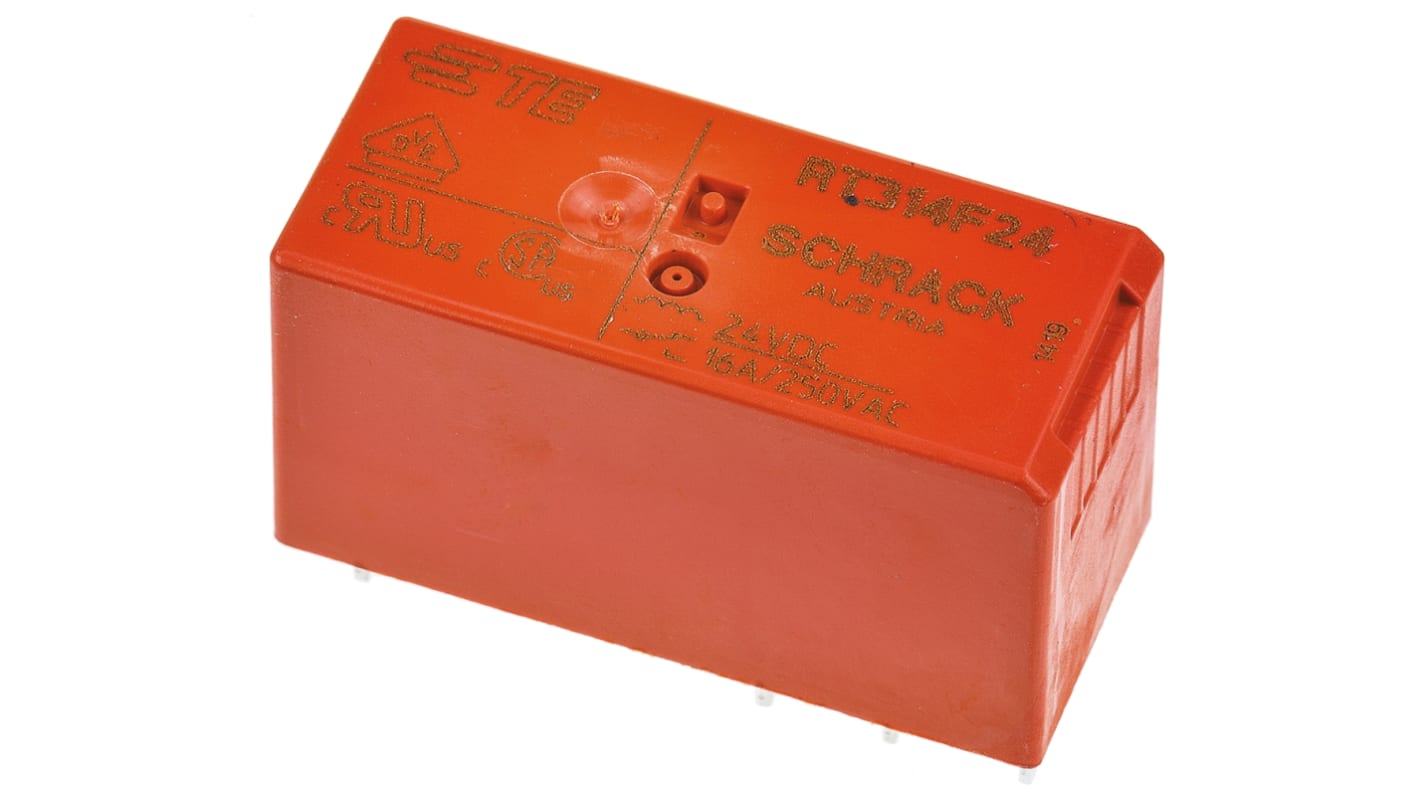RT314F24 | TE Connectivity PCB Mount Latching Power Relay, 24V dc Coil, 16A Switching Current ...
