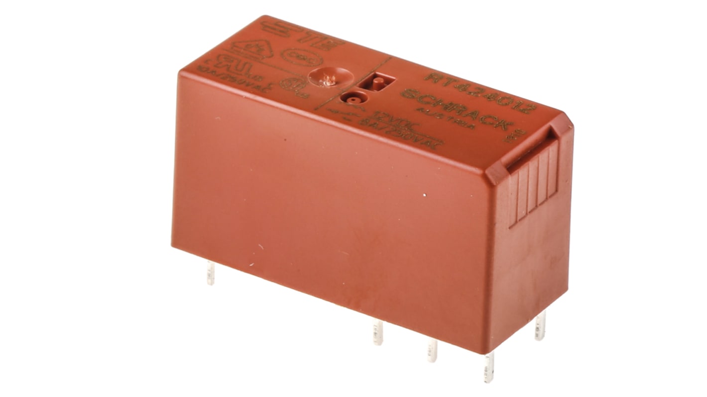 RT424012 | TE Connectivity PCB Mount Power Relay, 12V dc Coil, 8A ...