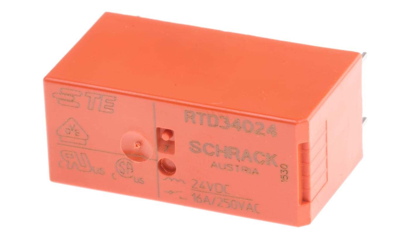 RTD34024 | TE Connectivity PCB Mount Power Relay, 24V dc Coil, 16A ...
