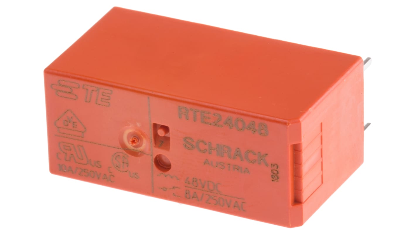 RTE24048 | TE Connectivity PCB Mount Power Relay, 48V dc Coil, 8A ...