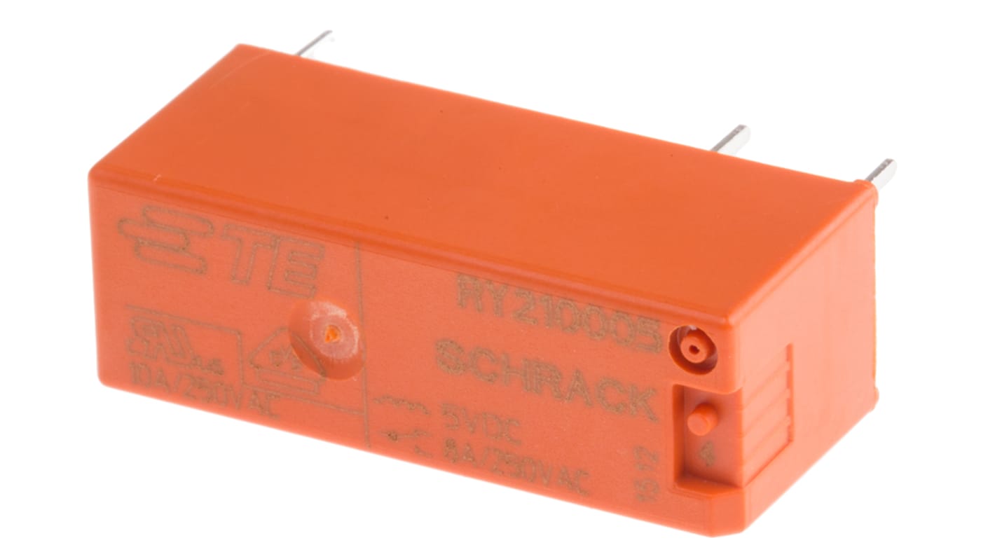 RY210005 | TE Connectivity PCB Mount Non-Latching Relay, 5V dc Coil, 8A Switching Current, SPDT | RS