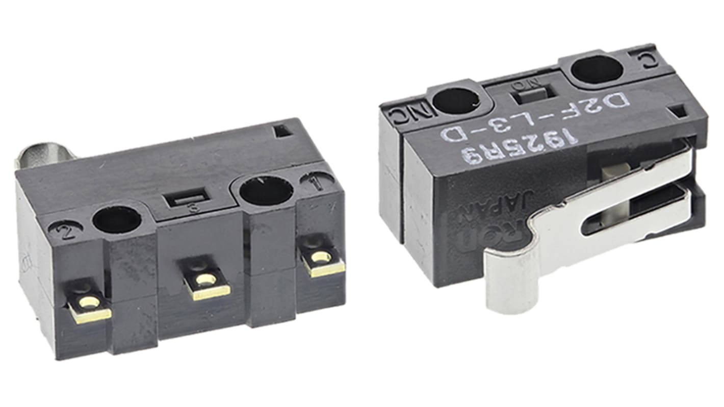 D2F-L3-D | Omron Simulated Roller Lever Micro Switch, Solder Terminal ...