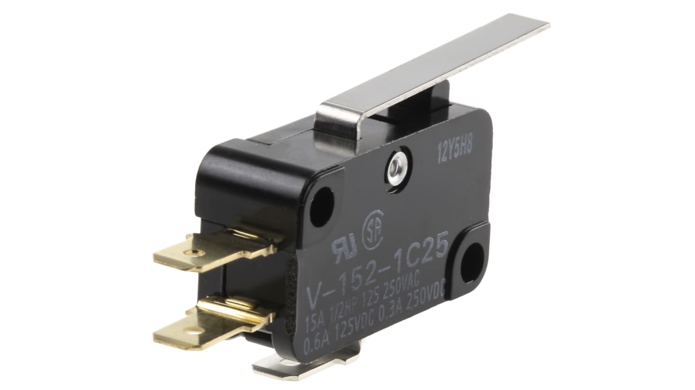 V-152-1C25 | Omron Hinge Lever Micro Switch, Tab Terminal, 15 A @ 250 V ...