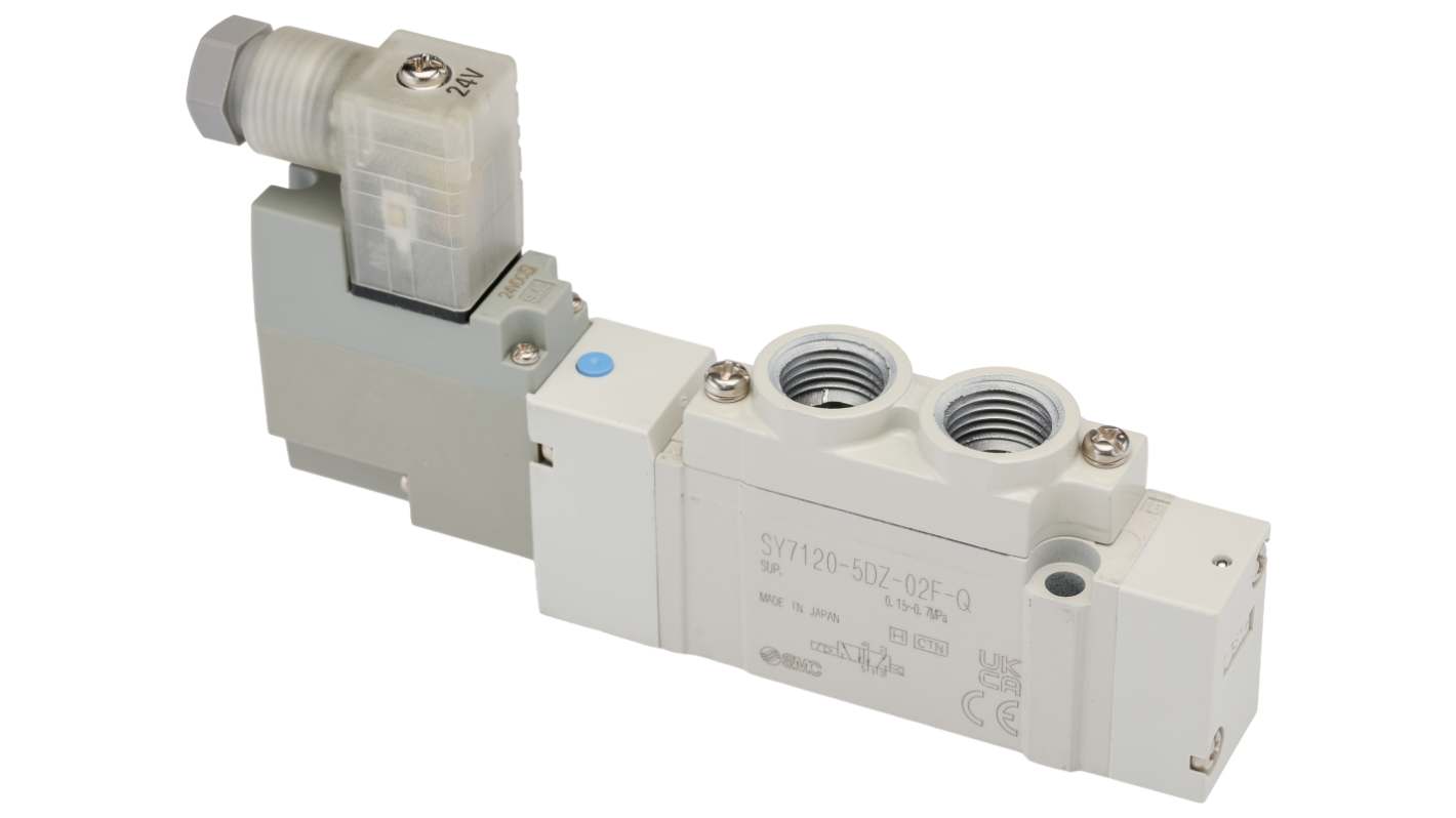SY7120-5DZ-02F-Q | SMC 5/2 Pneumatic Solenoid Valve - Solenoid/Pilot G 1/4 SY7000 Series 24V dc | RS