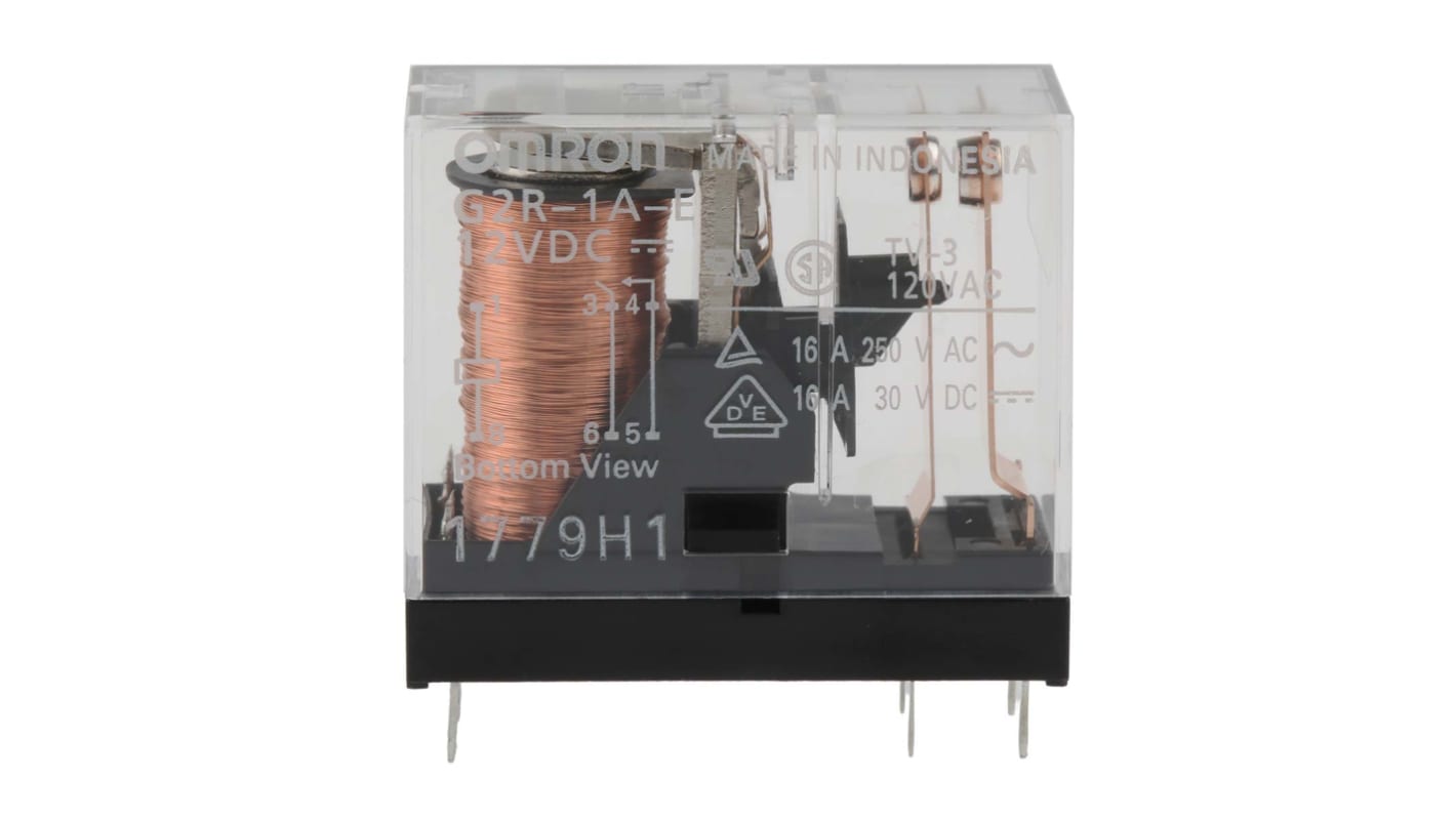 G2R-1A-E DC12 | Omron PCB Mount Power Relay, 12V dc Coil, 16A Switching Current, SPST | RS