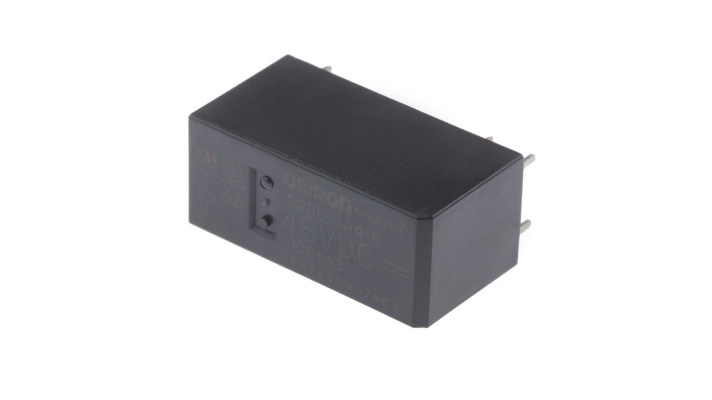 G2RL-1A4-E DC48 | Omron PCB Mount Power Relay, 48V dc Coil, 16A Switching Current, SPST | RS