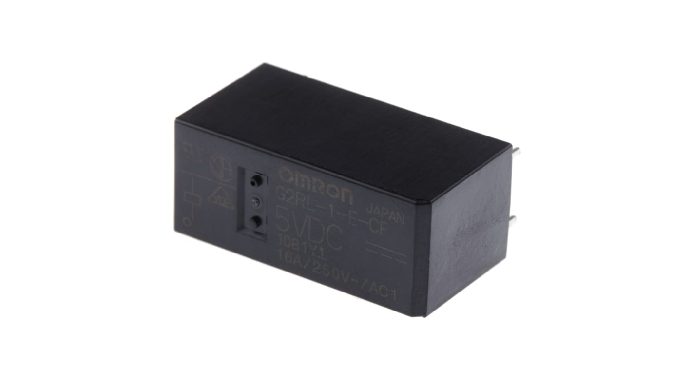 G2RL-1-E-CF DC5 | Omron PCB Mount Power Relay, 5V dc Coil, 16A Switching Current, SPDT | RS