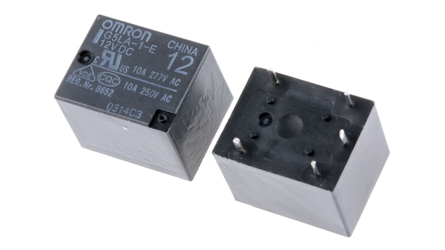 G5LA1E12DC | Omron PCB Mount Non-Latching Relay, 12V dc Coil, 5A Switching Current, SPDT | RS