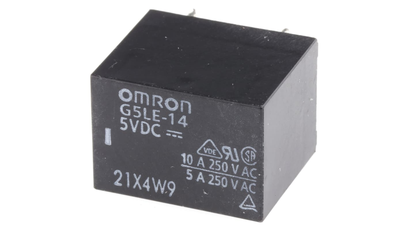 G5LE-14 DC5 | Omron PCB Mount Power Relay, 5V dc Coil, 10A Switching ...
