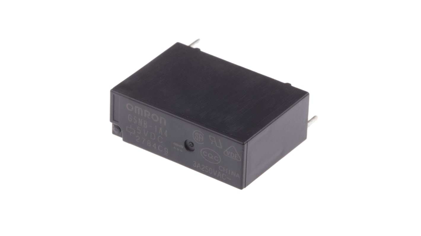 G5NB1A45DC | Omron PCB Mount Non-Latching Relay, 5V dc Coil, 3A Switching Current, SPST | RS