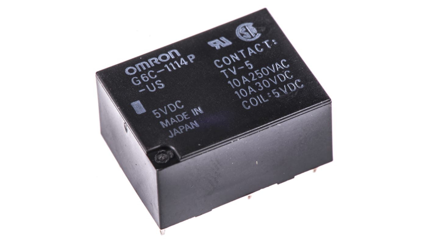G6C-1114P-US 5DC | Omron PCB Mount Power Relay, 5V dc Coil, 10A ...