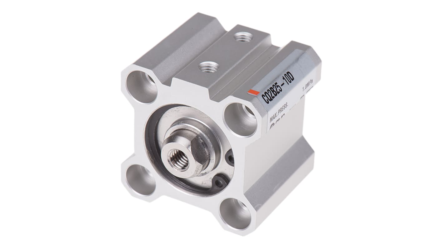 CQ2B25-10D | SMC Pneumatic Compact Cylinder - 25mm Bore, 10mm Stroke, CQ2 Series, Double Acting | RS