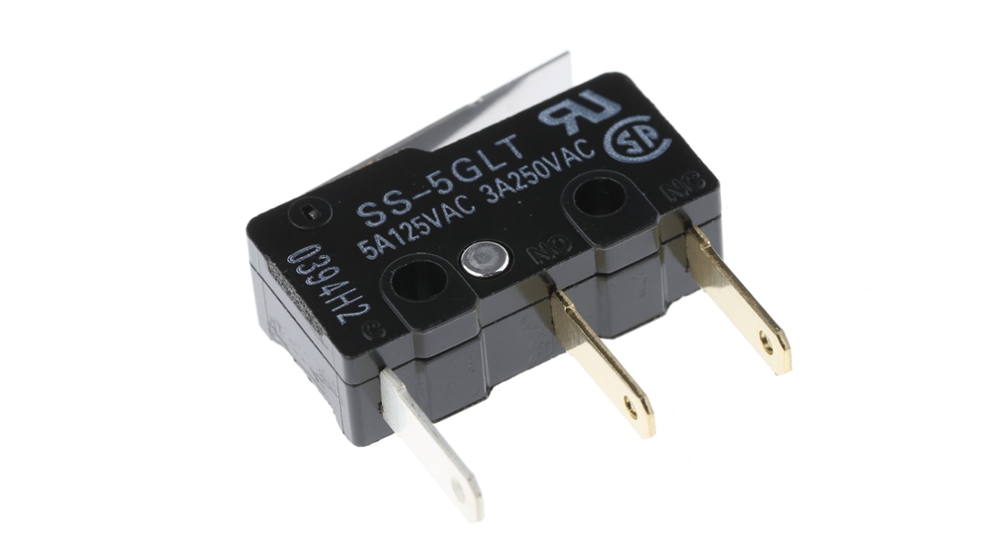 SS-5GLT | Omron Hinge Lever Micro Switch, Tab Terminal, 5 A @ 125 V ac ...