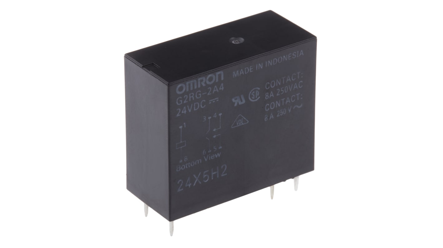 G2RG-2A4 DC24 | Omron PCB Mount Power Relay, 24V dc Coil, 8A Switching ...