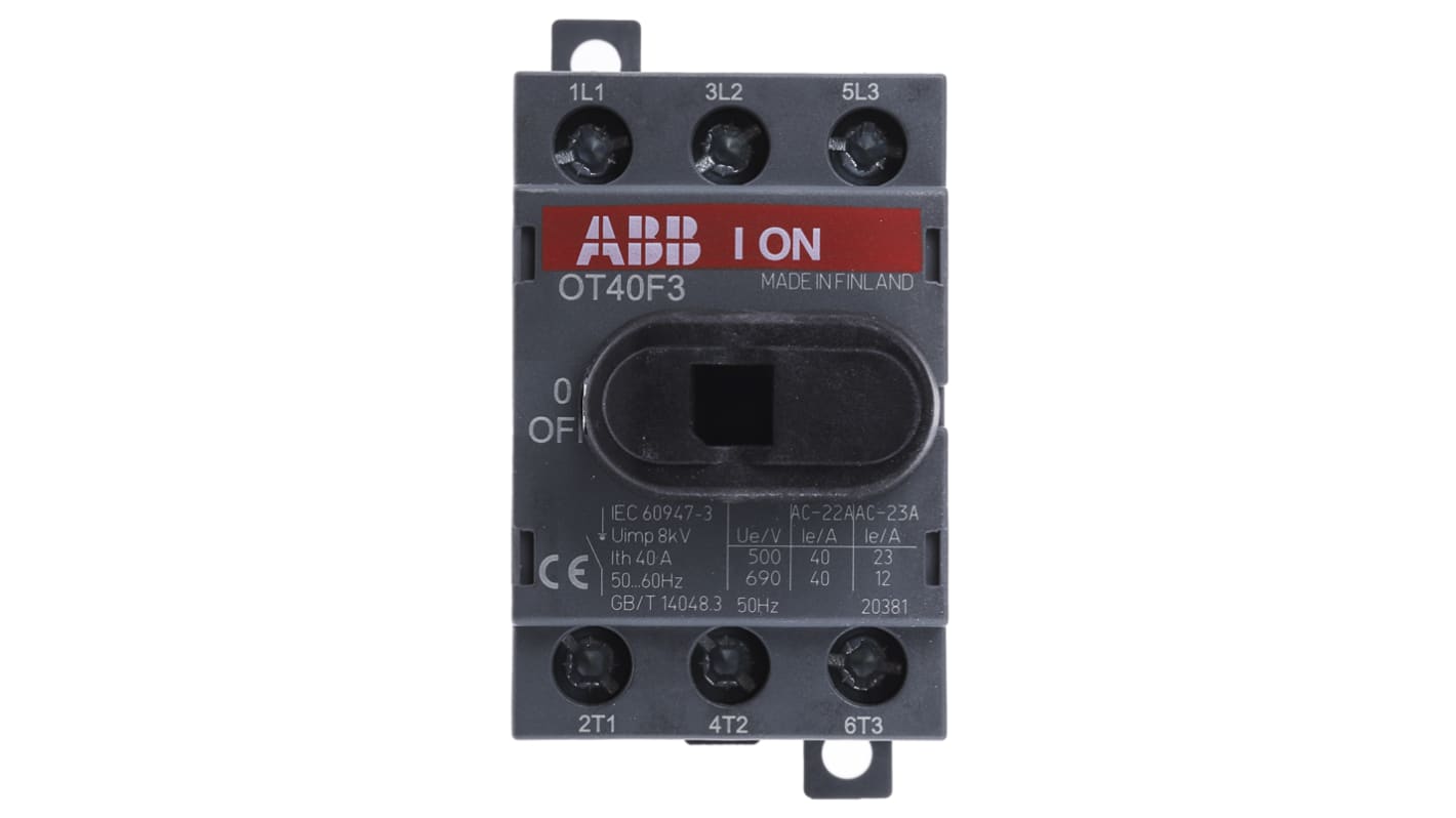 OT40F3 1SCA104902R1001 | ABB 3P Pole DIN Rail Non Fused Isolator Switch - 40A Maximum Current ...