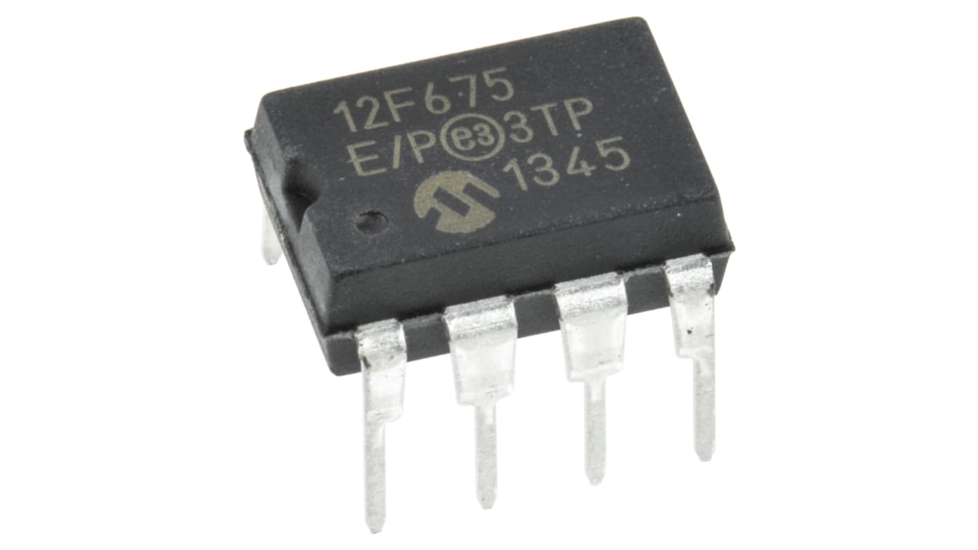 Microchip PIC12F675-E/P, 8bit PIC Microcontroller, PIC12F, 20MHz, 1024 ...