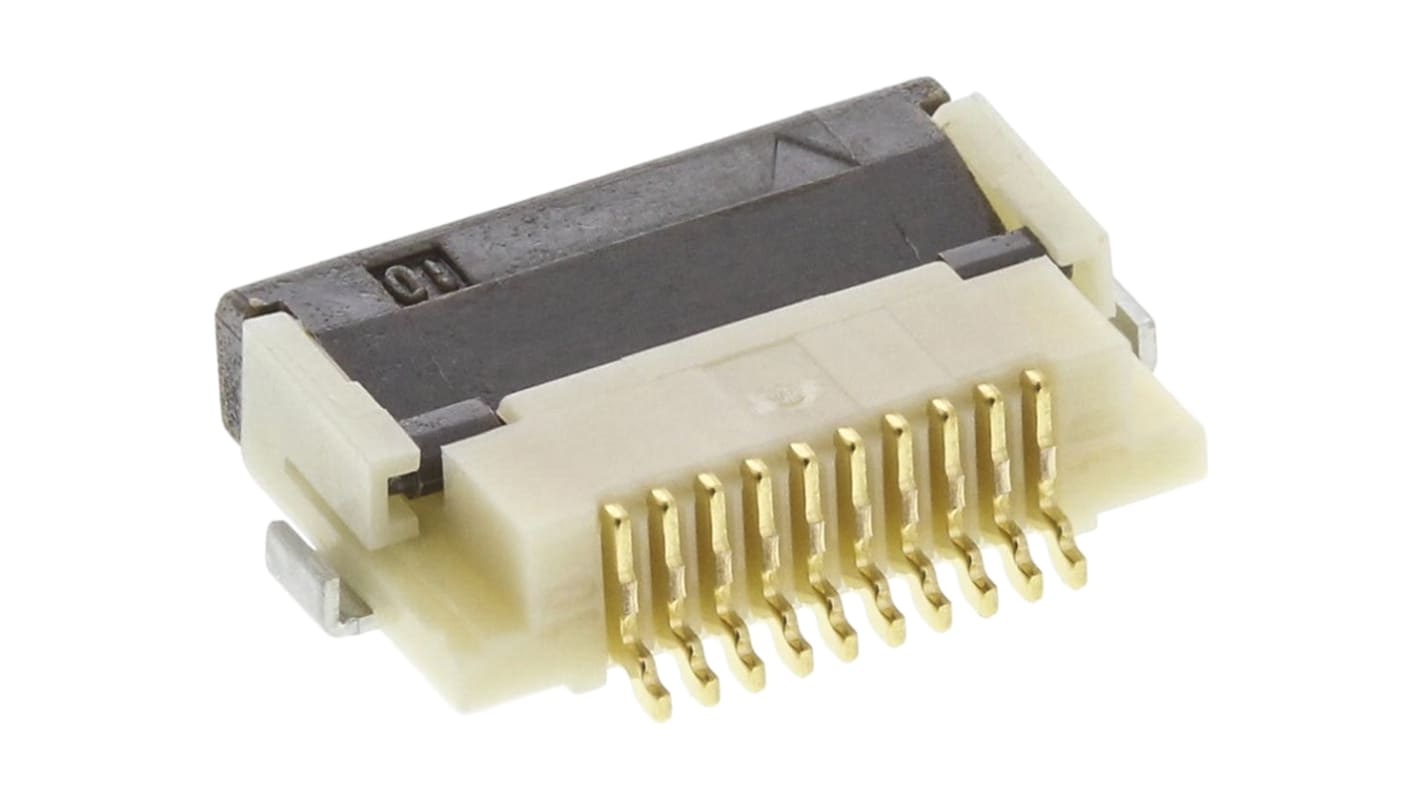 Hirose 10p0.5mm间距FPC连接器插座, 单排, 表面贴装安装, 500mA, 50 V 交流, 直角, FH12-10S-0 ...