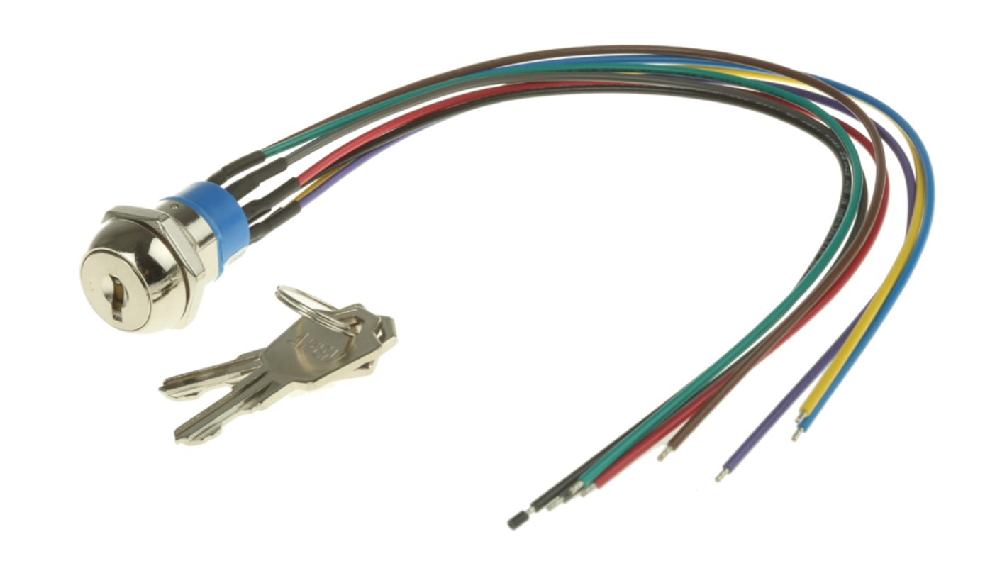 JD9J126W | Key Switch, DPST, 4 A @ 28 V dc 3-Way Flat-Key | RS