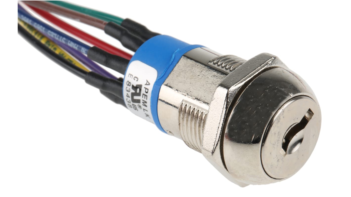 JD10F126W | APEM Key Switch, DPST, 4 A @ 28 V dc 3-Way Flat-Key | RS