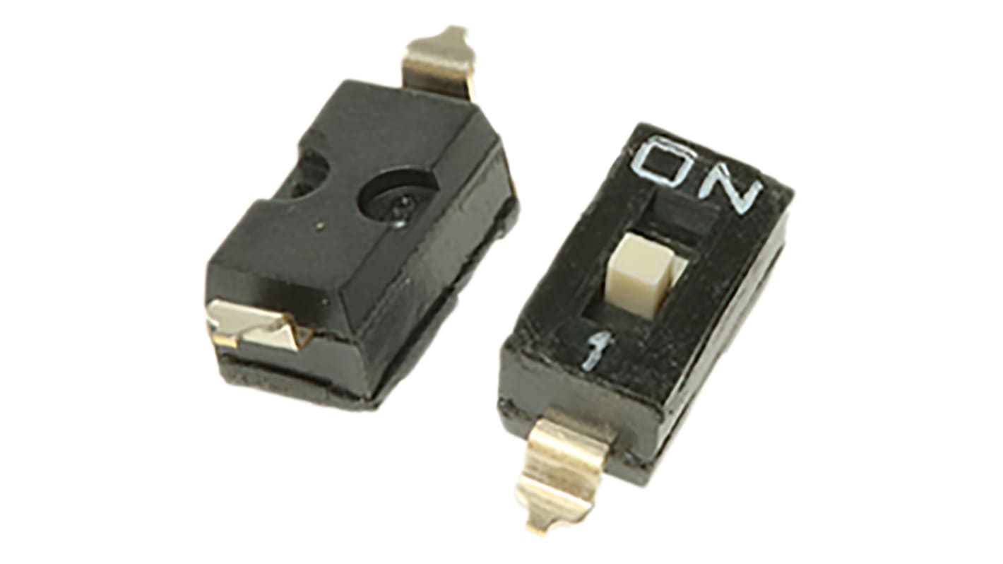 DM01V | APEM 1 Way Surface Mount DIP Switch SPST, Raised, Slide Actuator | RS