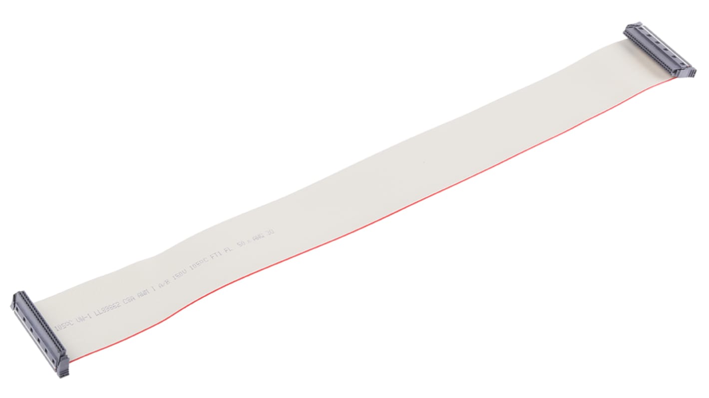 173795 / 173795-E | ERNI Flat Ribbon Cable, 50-Way, 1.27mm Pitch, 300mm ...