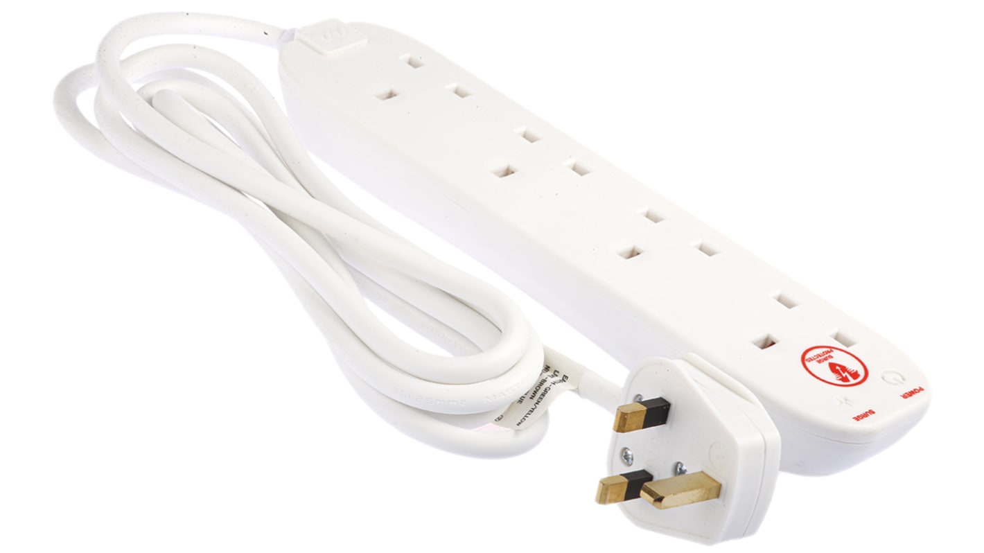 SRG42 | Masterplug 2m 4 Socket Type G - British Extension Lead | RS