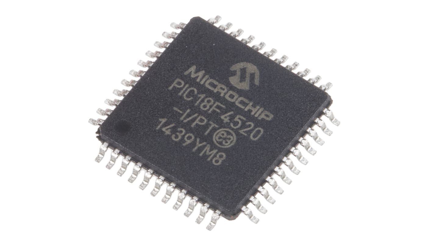 Microchip PIC18F4520-I/PT, 8bit PIC Microcontroller, PIC18F, 40MHz, 32 kB, 256 B Flash, 44-Pin ...