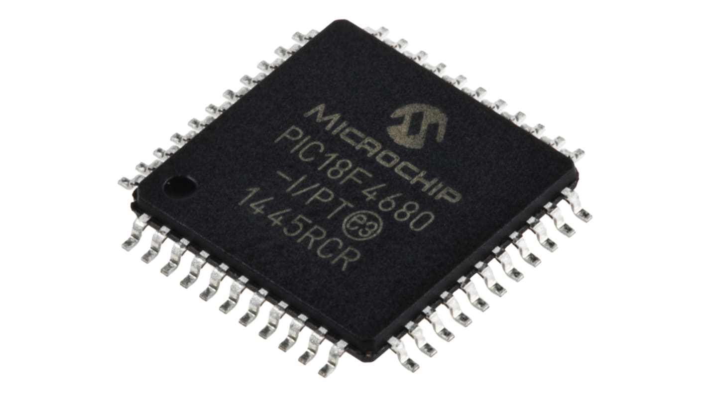 Microchip PIC18F4680-I/PT, 8bit PIC Microcontroller, PIC18F, 40MHz, 1.024 kB, 64 kB Flash, 44 ...