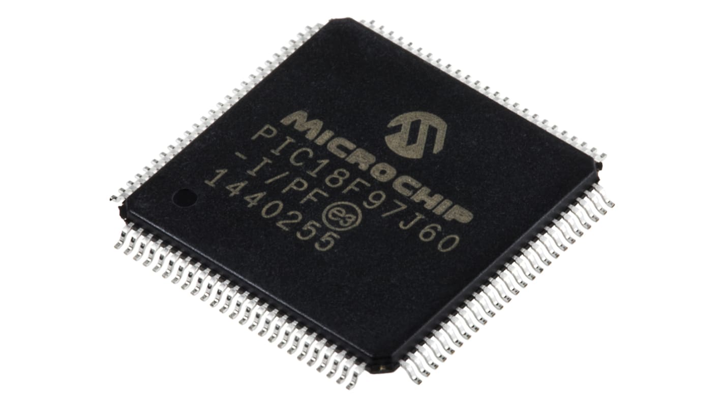 Microchip PIC18F97J60-I/PF, 8bit PIC Microcontroller, PIC18F, 41.667MHz, 128 kB Flash, 100-Pin ...