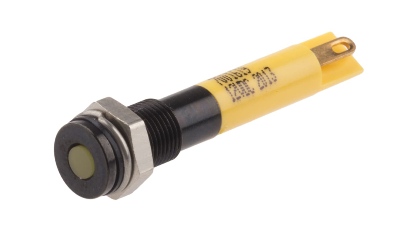 RS PRO Yellow Panel Mount Indicator, 12V dc, 6mm Mounting Hole Size ...