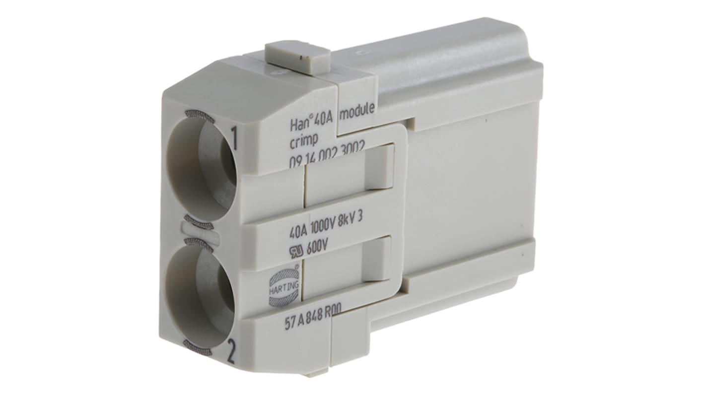 09140023002 | Harting Heavy Duty Power Connector Module, 40A, Male, Han ...